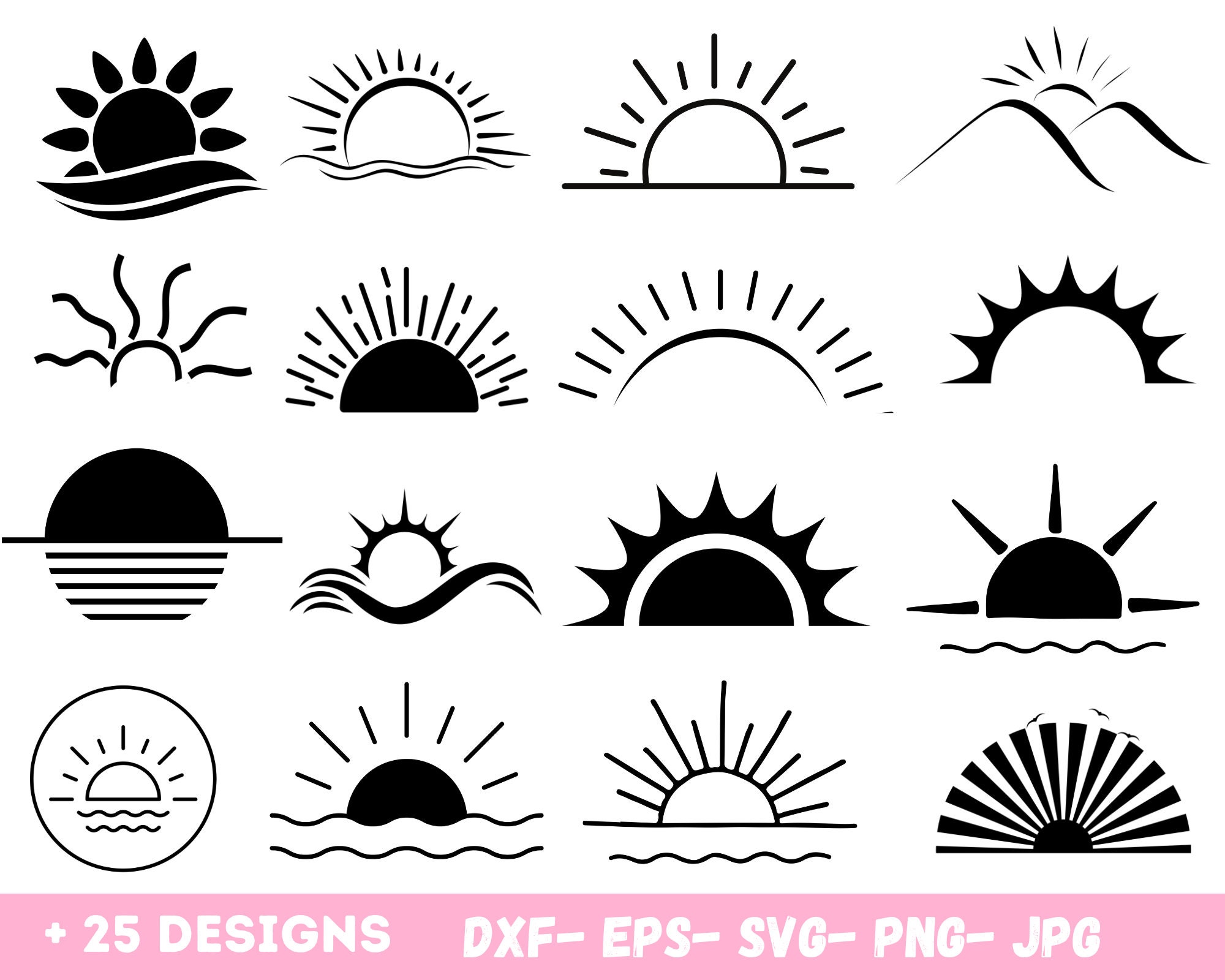 Sunrise Svg Bundle, Sunrise Png, Sunrise Clipart, Svg Files for Cricut ...