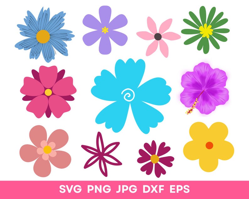 Flowers Clipart Set, Colorful Floral, Flowers Png, Cute Flowers Png ...