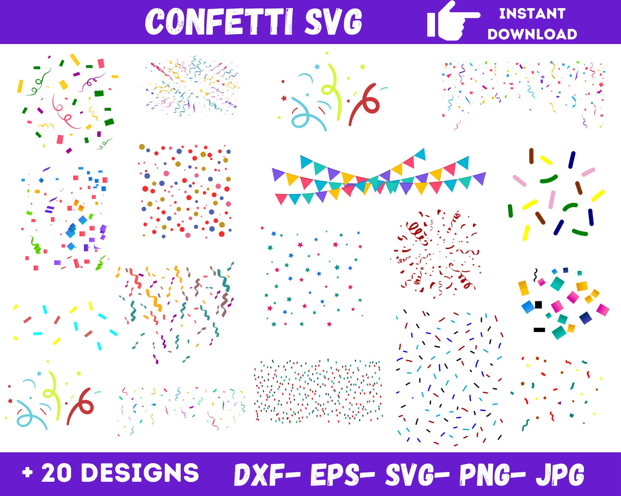 Confetti Svg Bundle, Confetti Png, Confetti Clipart, Birthday Svg, Svg ...