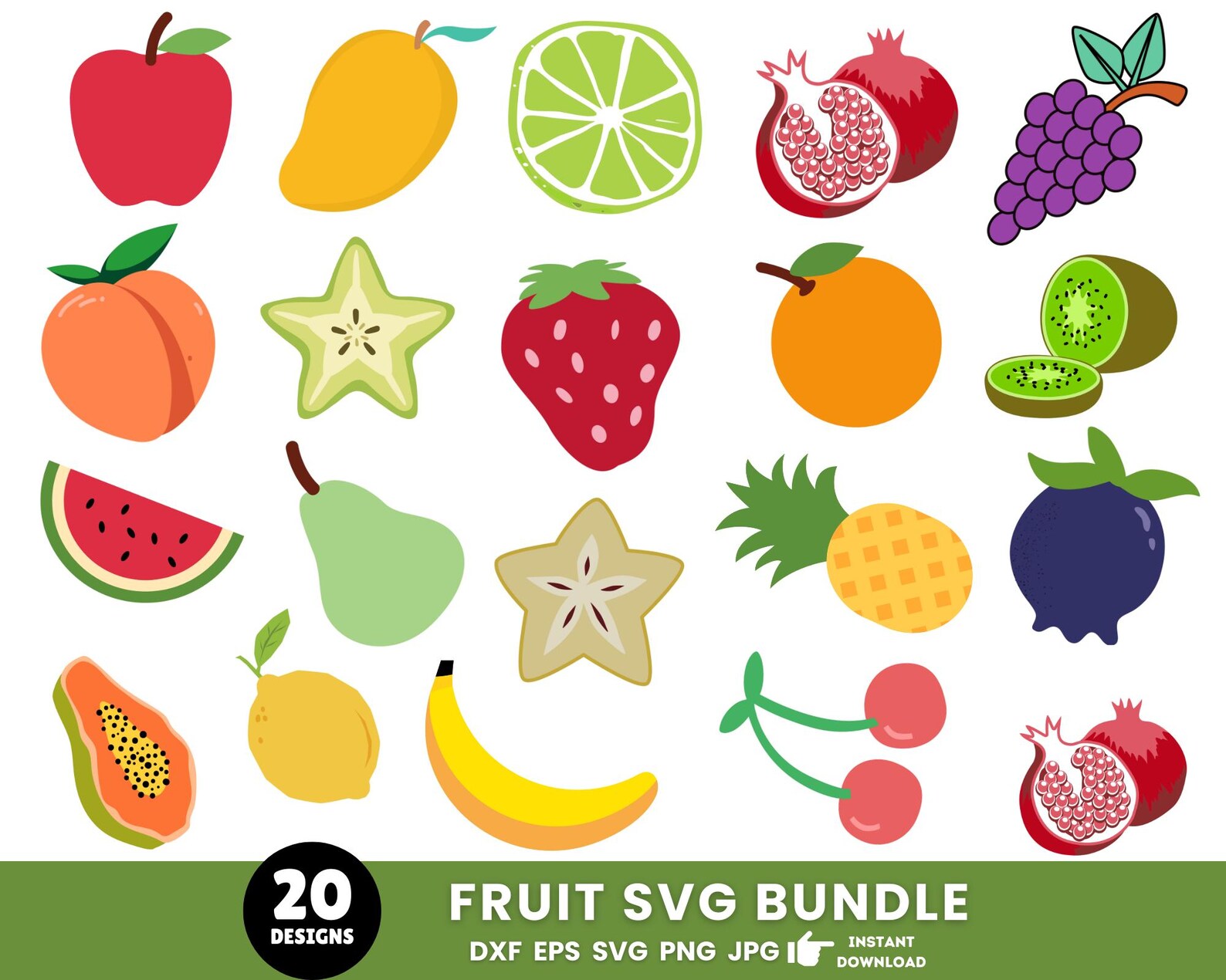 Fruit Svg Bundle, Fruit Png, Tropical Fruit Svg, Fruit Vector Files ...