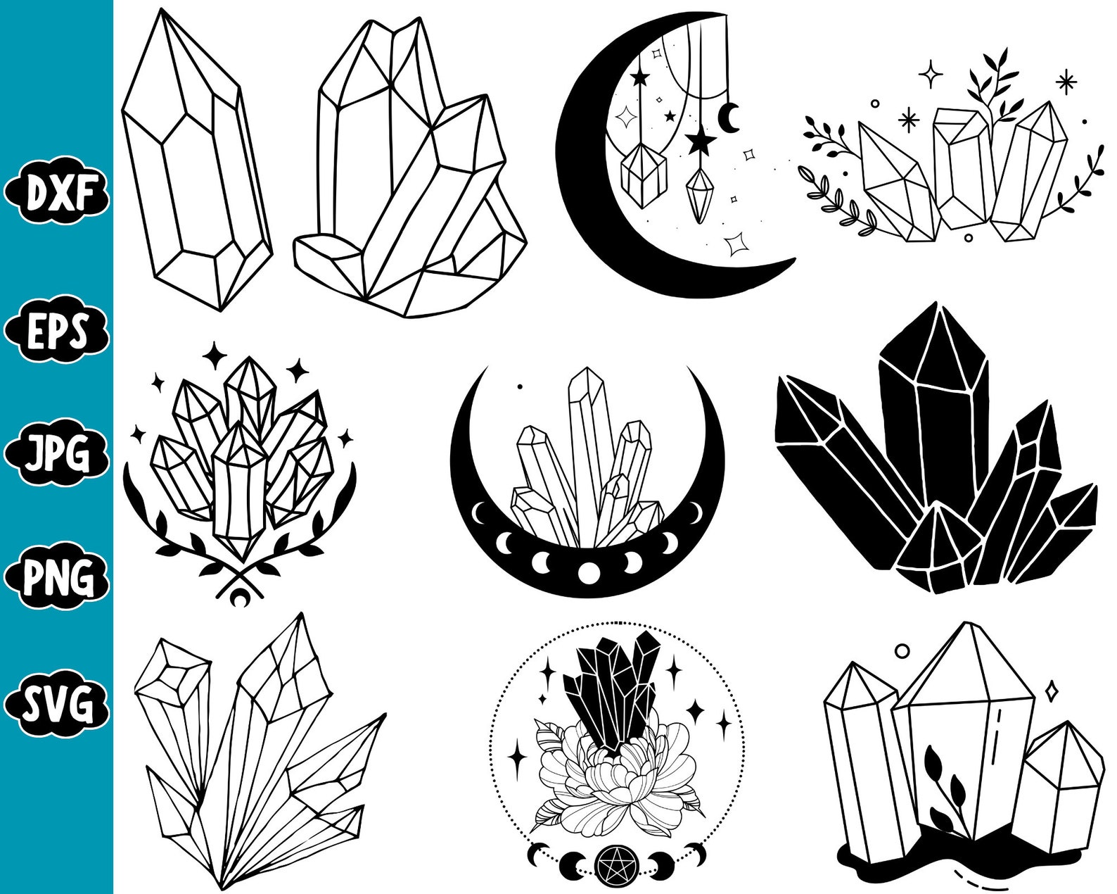 Crystal Svg Bundle, Crystals Svg, Crystal Png, Crystal Clipart, Svg ...