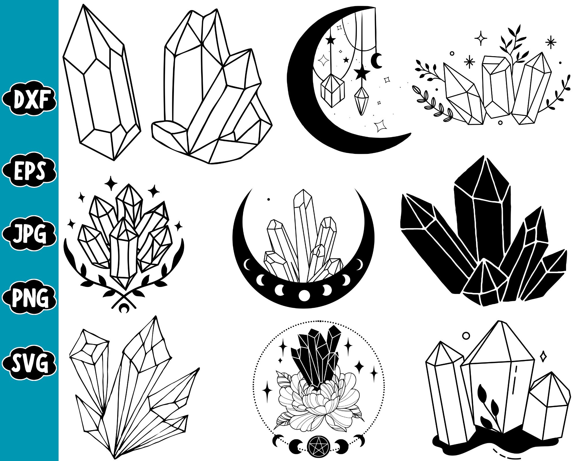 Crystal Svg Bundle, Crystals Svg, Crystal Png, Crystal Clipart, Svg ...