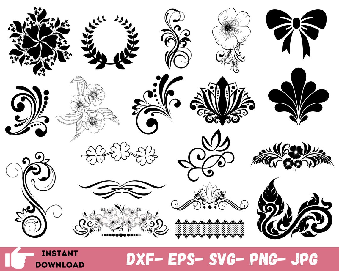Decorative Svg Bundle, Flourish Svg, Ornaments Svg, Decorative Elements ...
