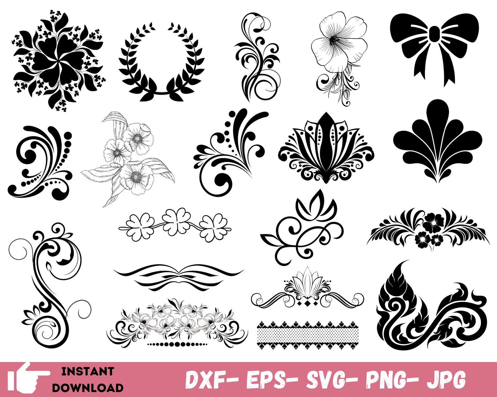 Decorative Svg Bundle, Flourish Svg, Ornaments Svg, Decorative Elements ...