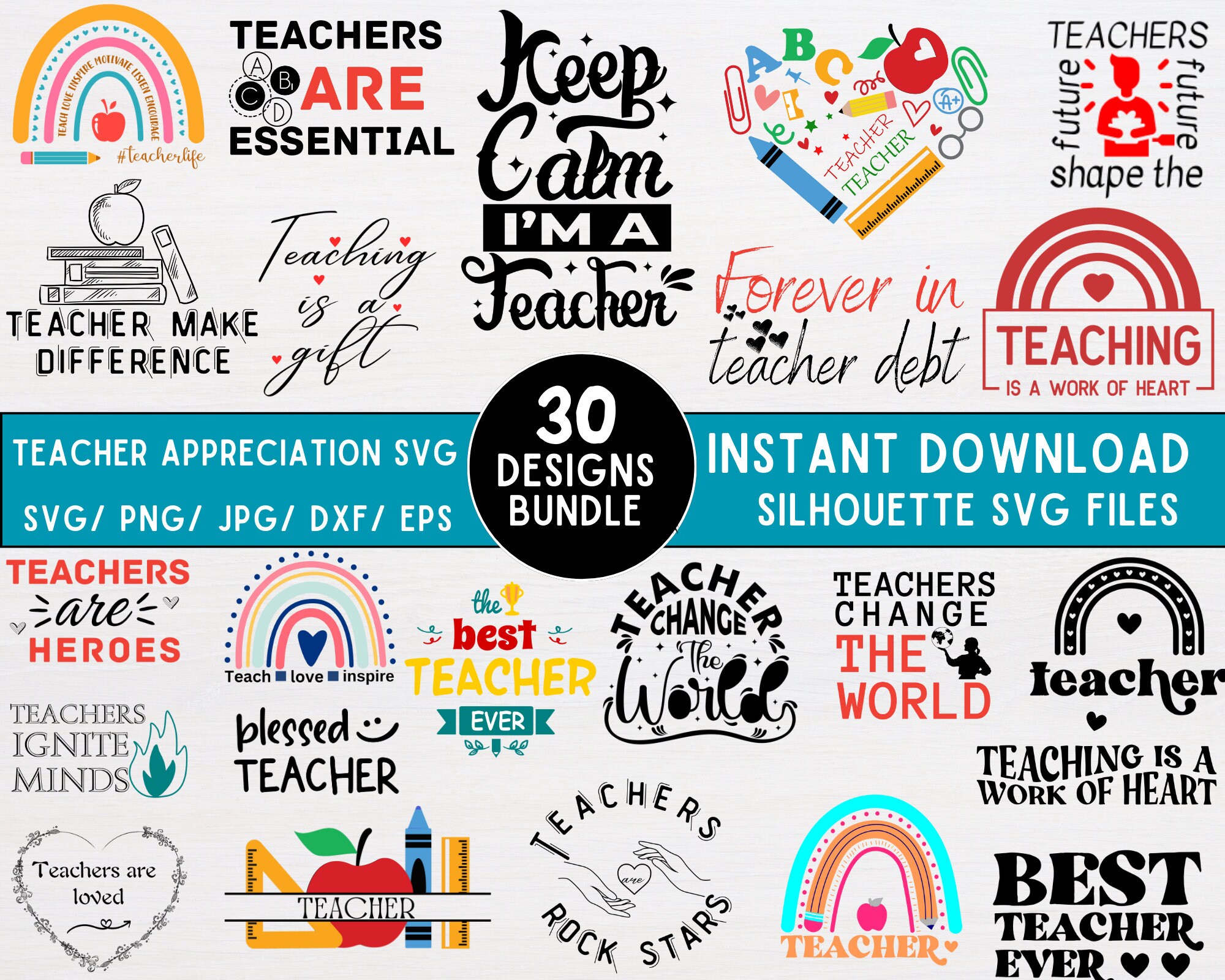 Teacher Appreciation Svg Bundle Teacher Svg Bundle Back to - Etsy