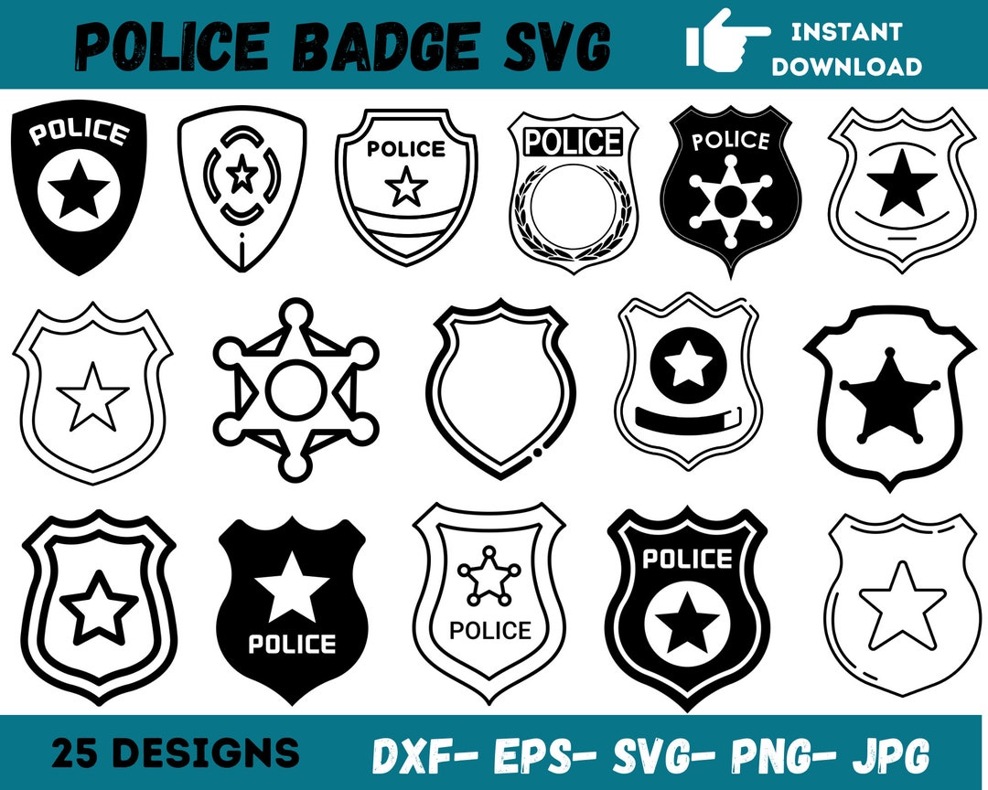 Police Badge Svg Bundle, Police Badge Png, Police Officer Gifts, Svg Cut Files, Silhouette Svg ...