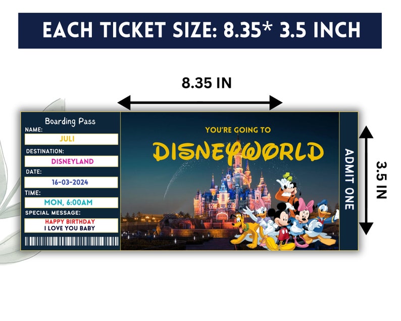 Printable Disneyland Surprise Ticket Template, Disneyworld Trip, Gift ...