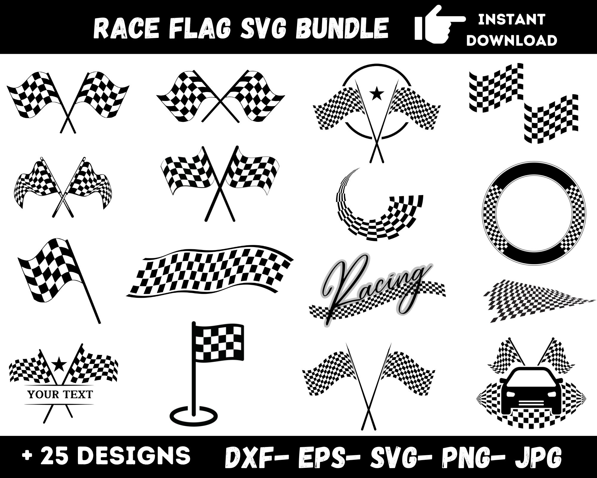 Race Flag Svg Bundle, Racing Flag Svg, Race Flag Clipart, Race Flag ...
