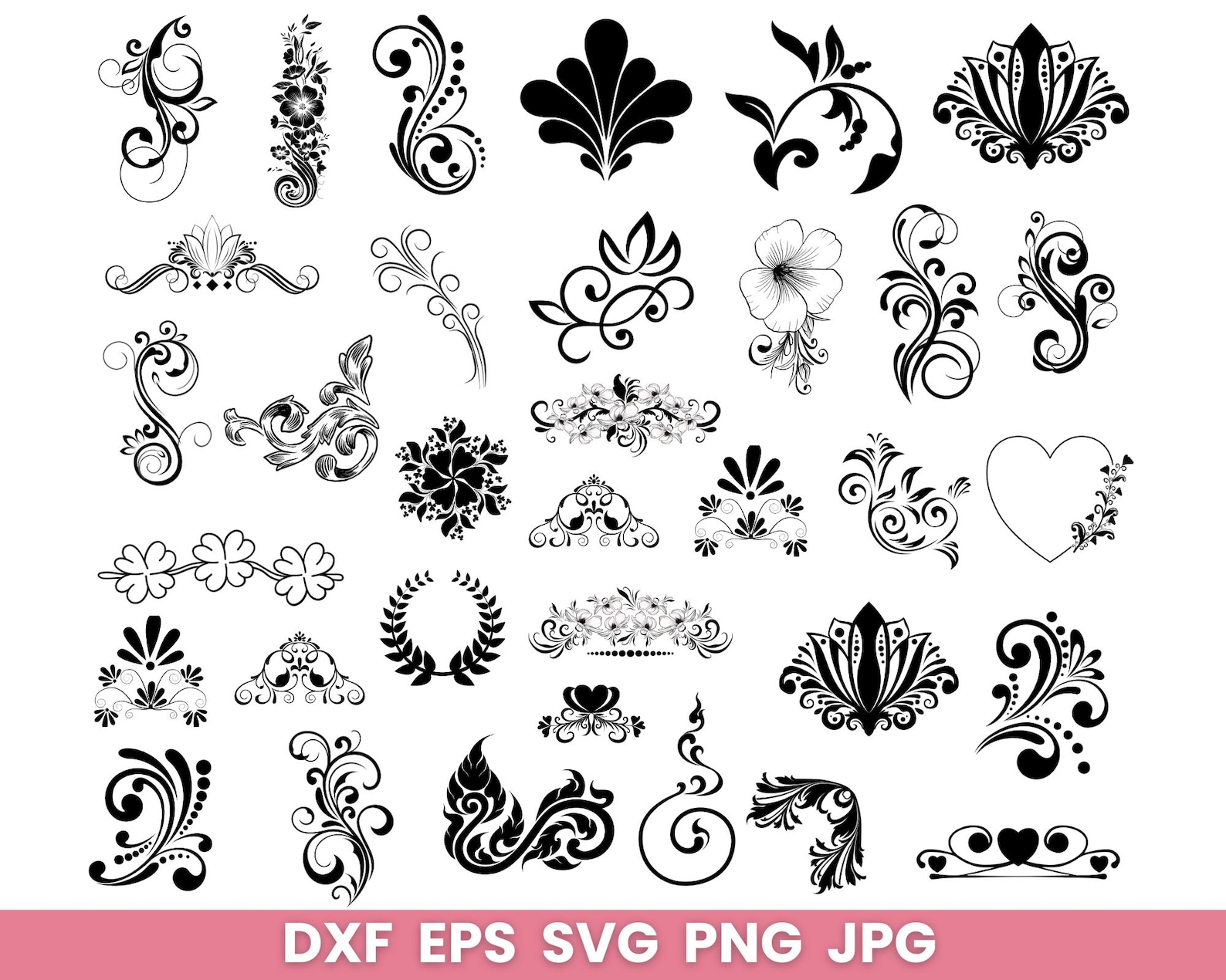 Decorative Svg Bundle, Flourish Svg, Ornaments Svg, Decorative Elements ...