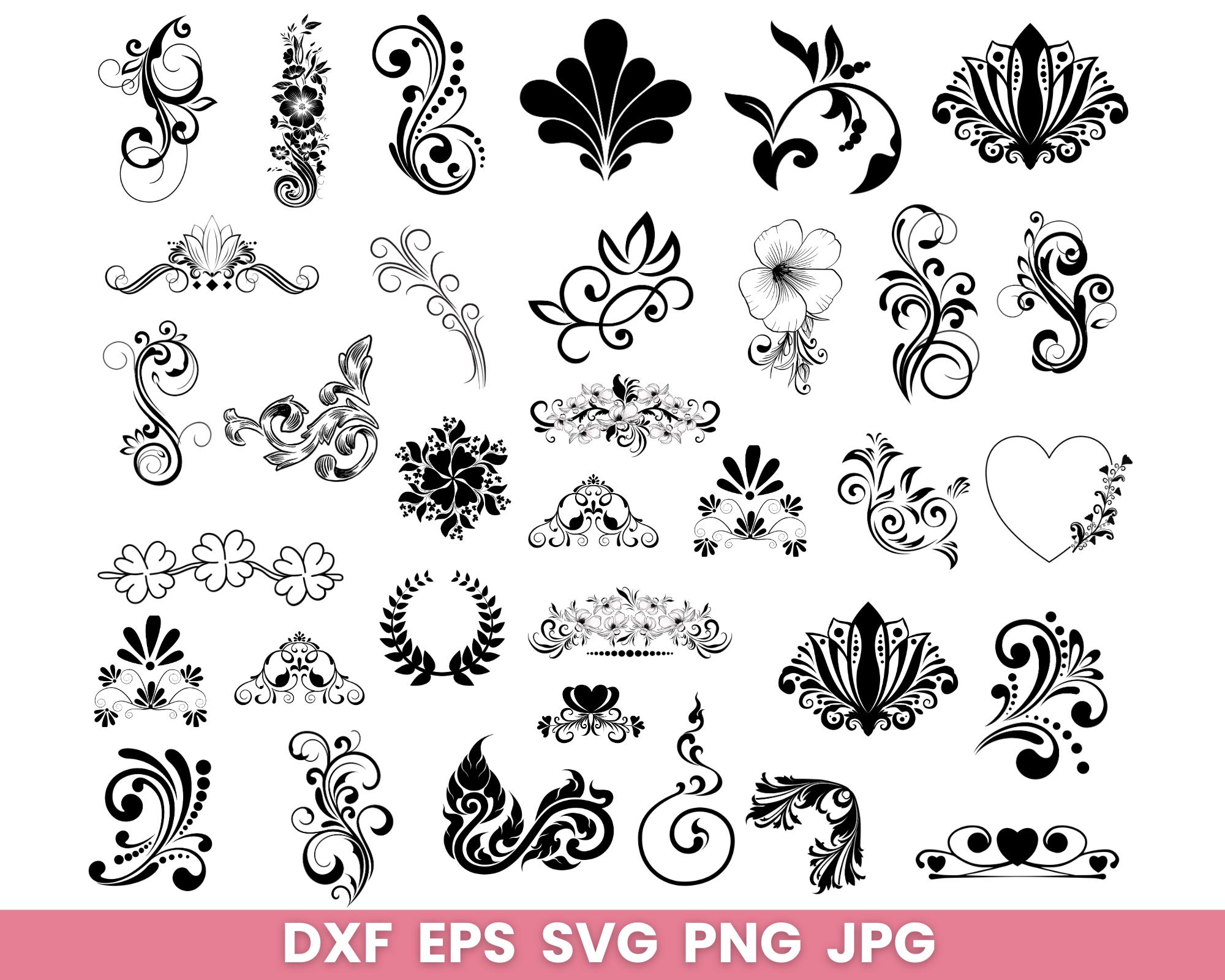 Decorative Svg Bundle, Flourish Svg, Ornaments Svg, Decorative Elements ...