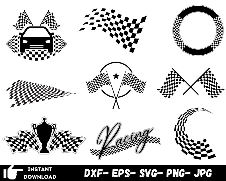 Race Flag Svg Bundle, Racing Flag Svg, Race Flag Clipart, Race Flag ...