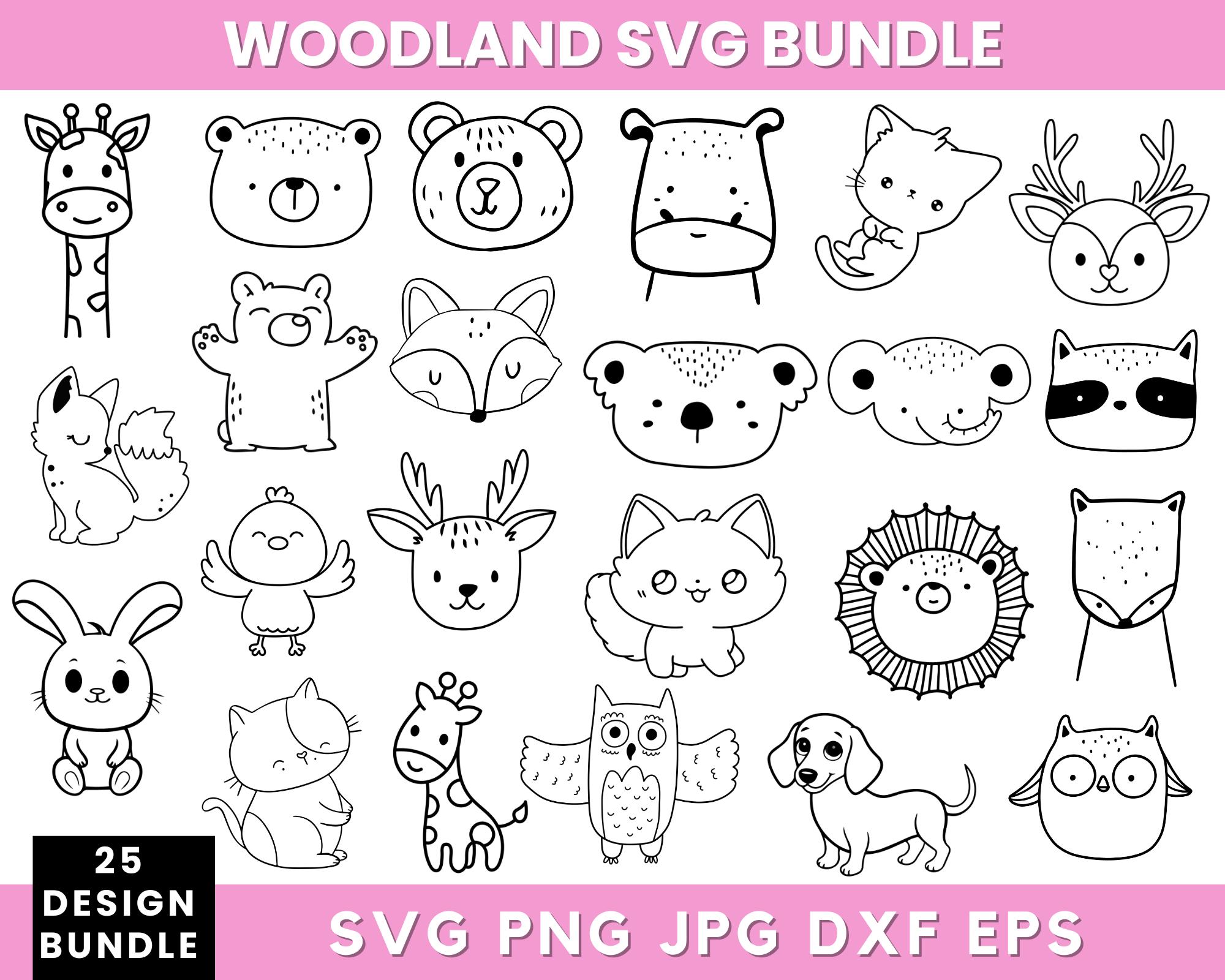 Woodland Animal Outline Svg Bundle, Coloring Svg, Woodland Animal Svg ...
