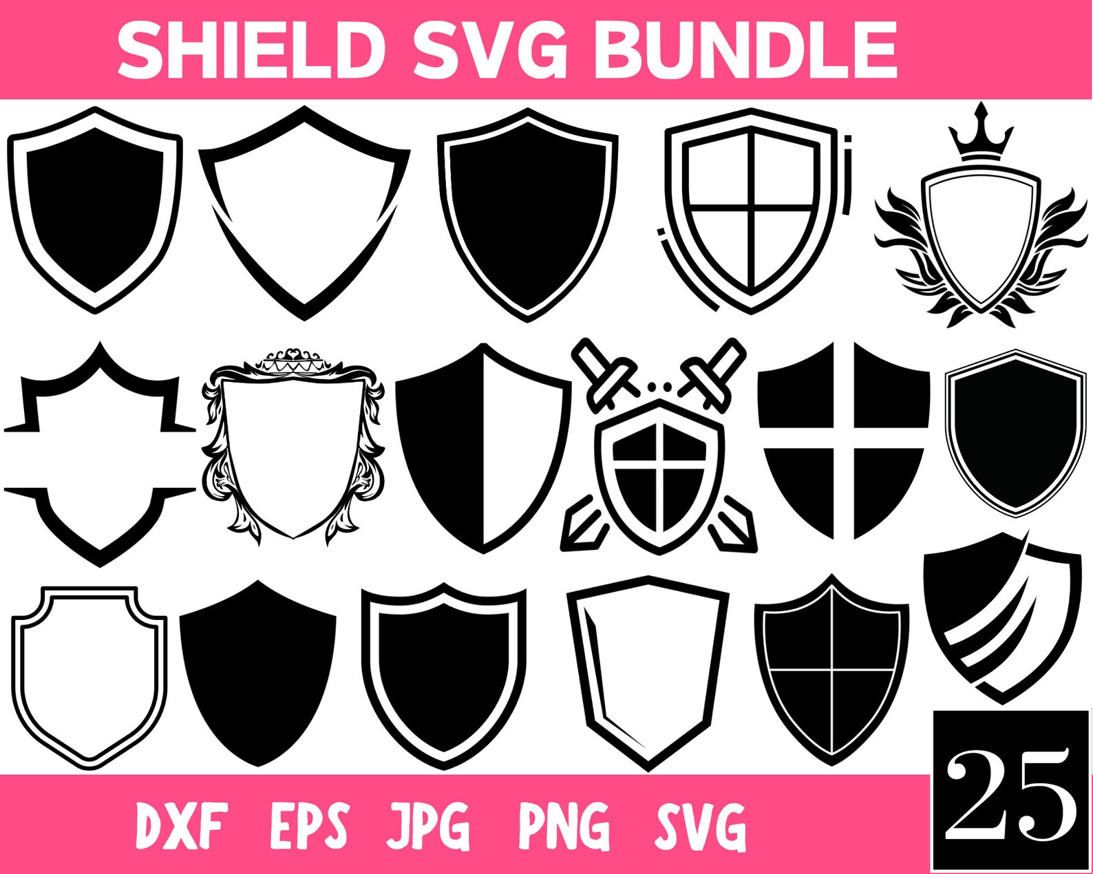 Digital Download Shield Svg Designs, Shield Png Bundle, Shield Clipart ...