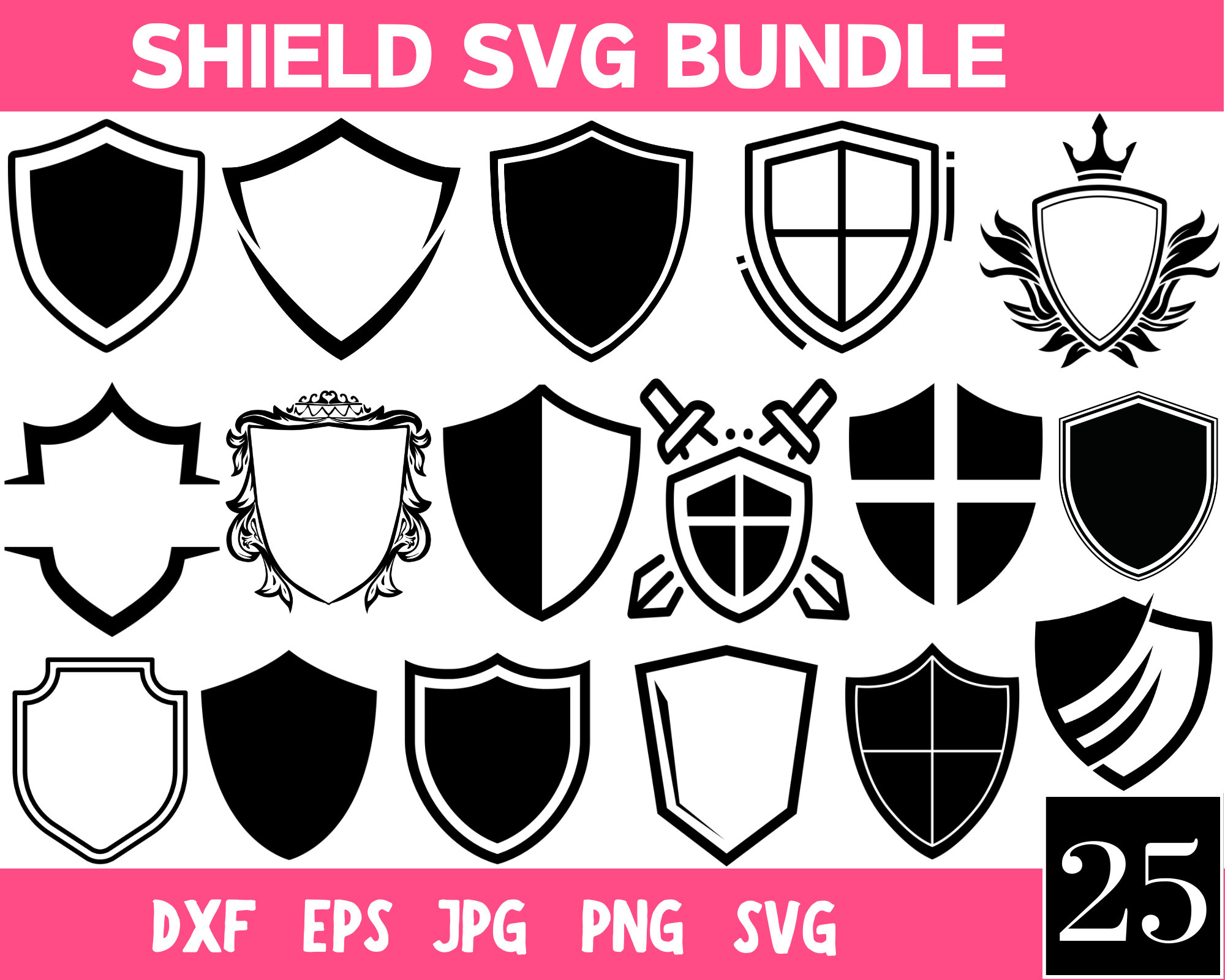 Digital Download Shield Svg Designs, Shield Png Bundle, Shield Clipart ...
