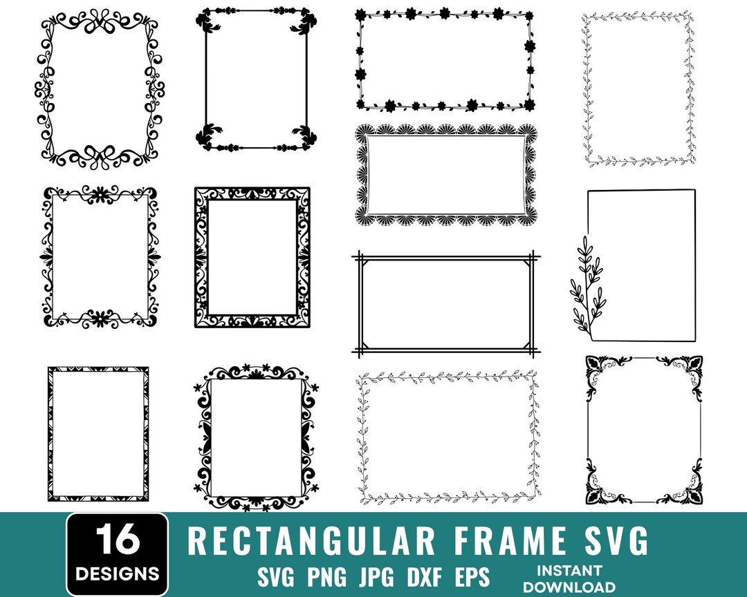 Rectangle Frame Svg Bundle, Decorative Frame Svg, Elegant Frames ...