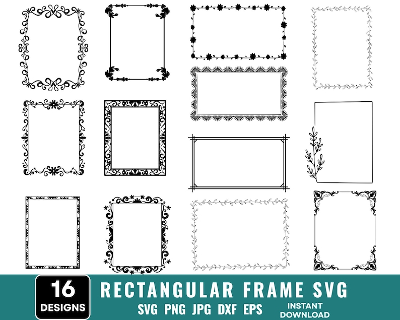 Rectangle Frame Svg Bundle, Decorative Frame Svg, Elegant Frames ...