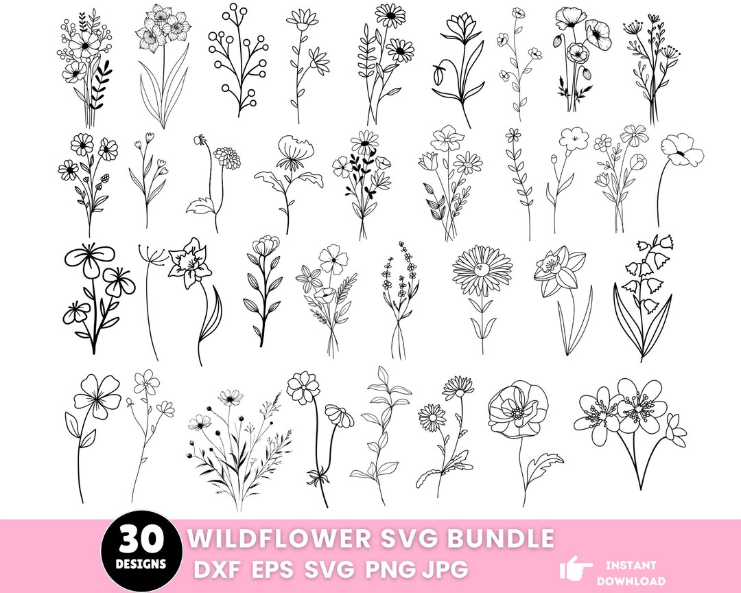 40+ Wildflower Svg Bundle, Wildflower Vector, Wildflower Silhouette ...