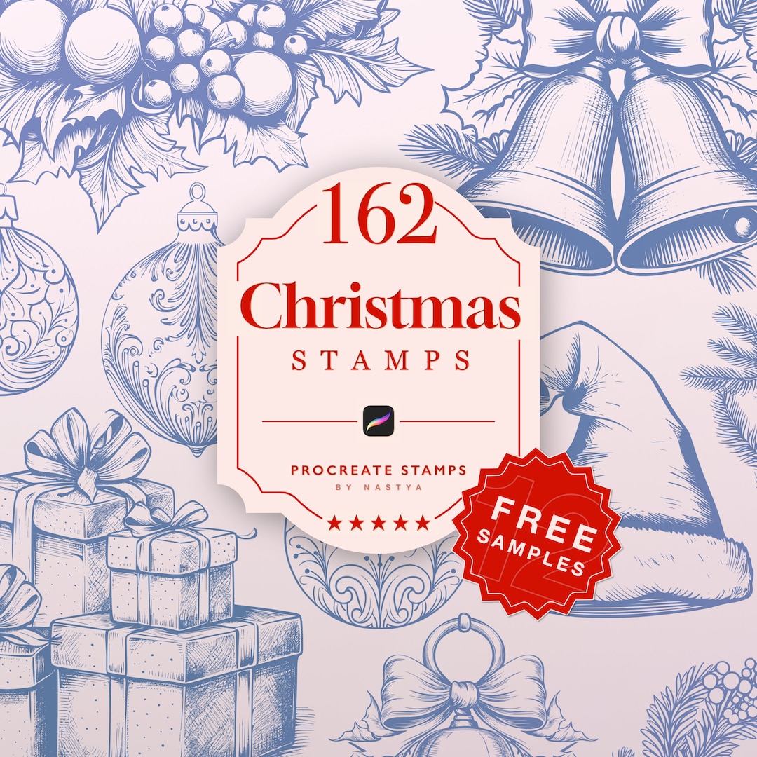 162 CHRISTMAS STAMPS for Procreate I Christmas Wreath Procreate I ...