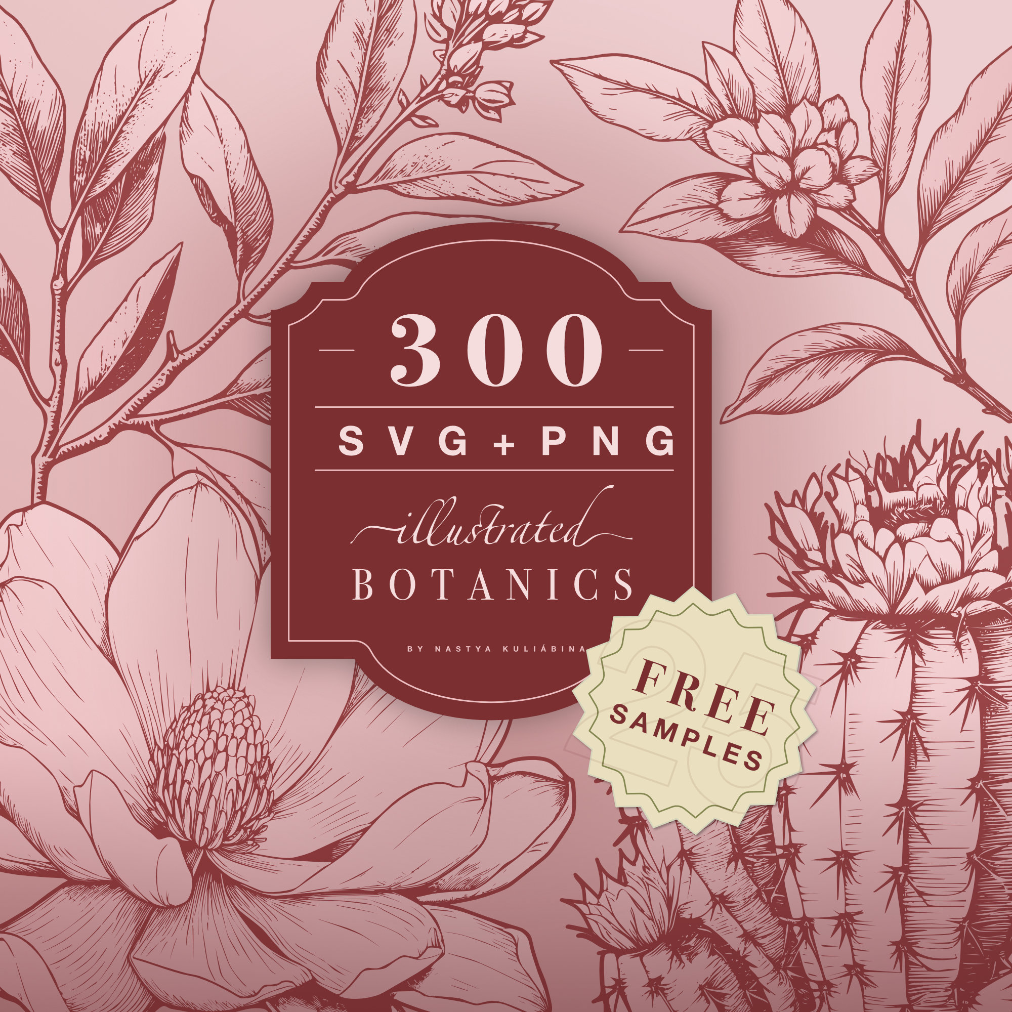 SVG BUNDLE: 300 Botanical Designs / Botanical Vector Designs Bundle ...