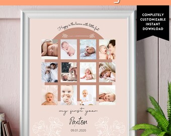 12 Month Baby Photo Collage - Etsy