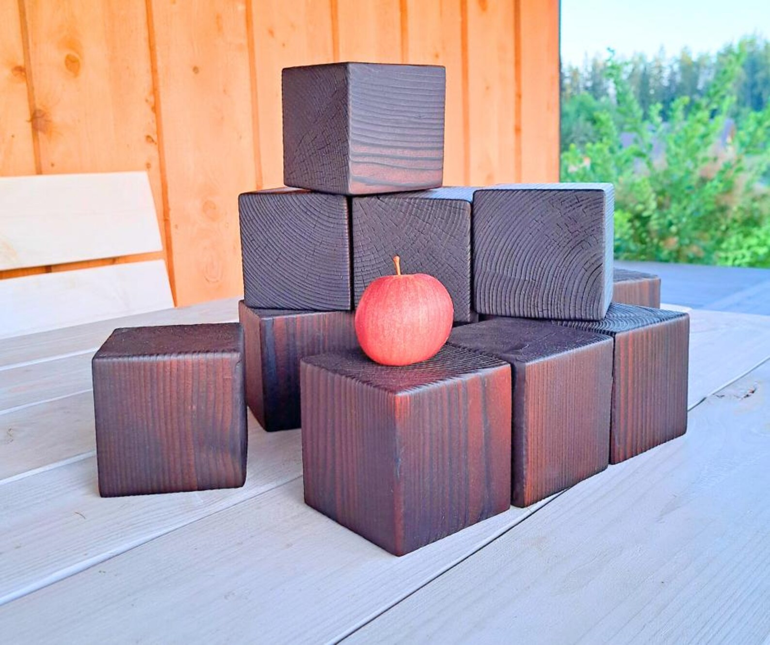 Cubes 3,5', Set of 4 Wooden Cubes - Pine, Solid Wood, Sanded ...