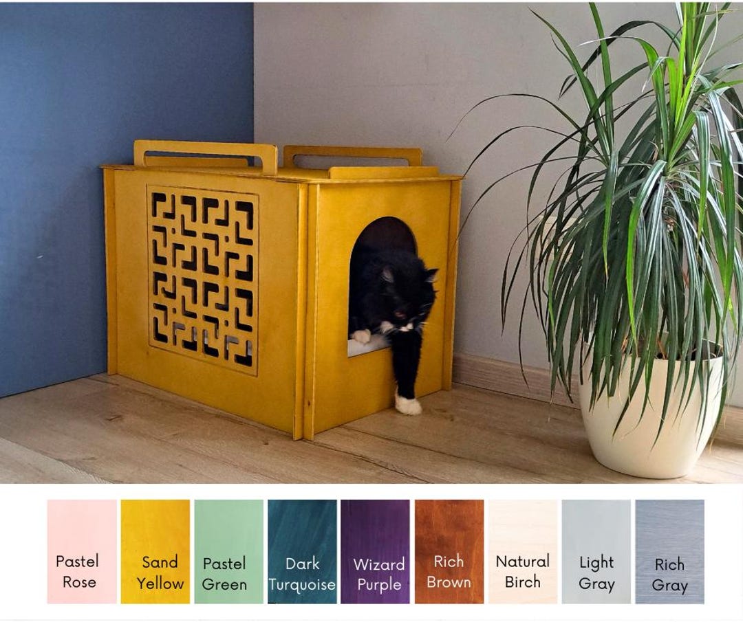 Cat Litter Box Cover, Wooden Pet Litter Cabinet, Stylish Animal ...
