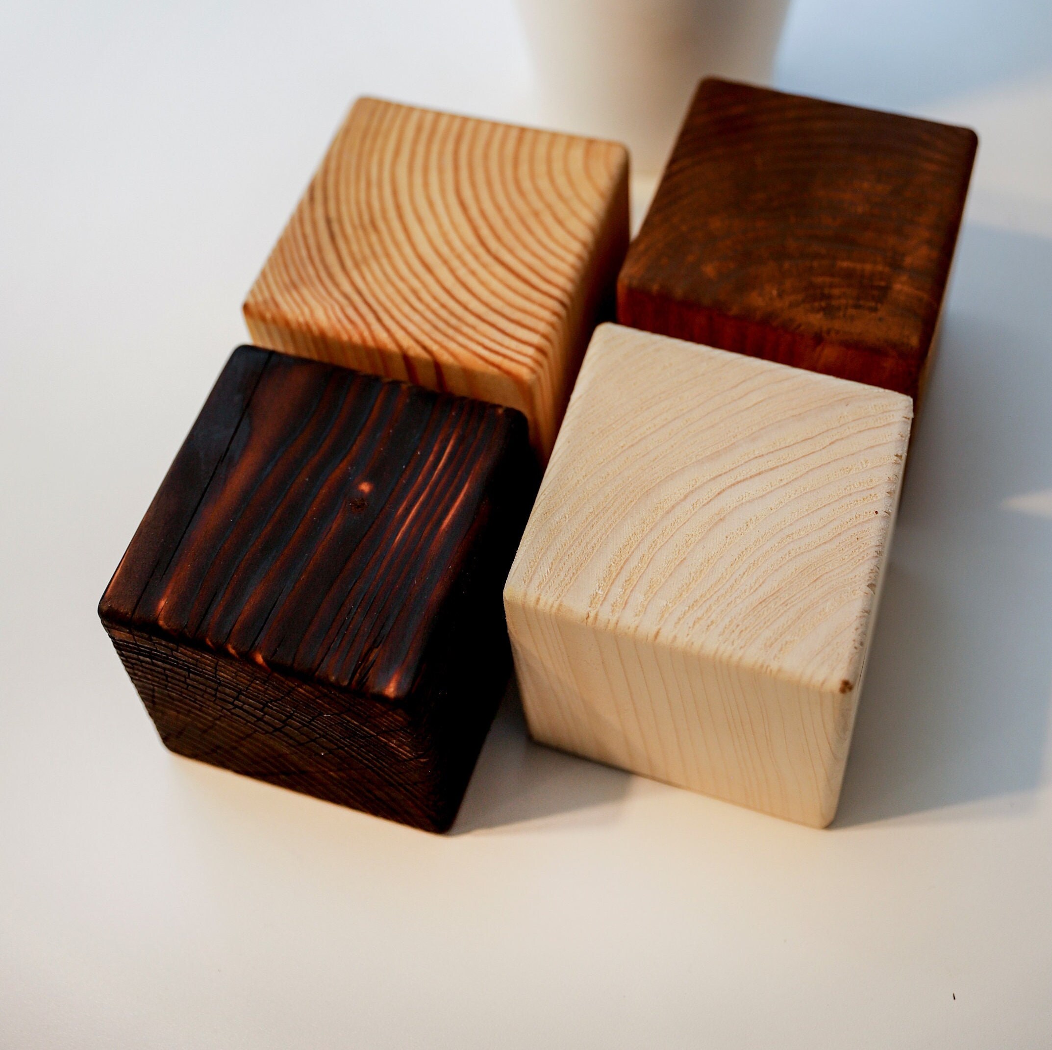 Set of Four 4 Wooden Blocks 3,5' 9x9x9 Cm Pine, Unfinished, Solid Wood ...