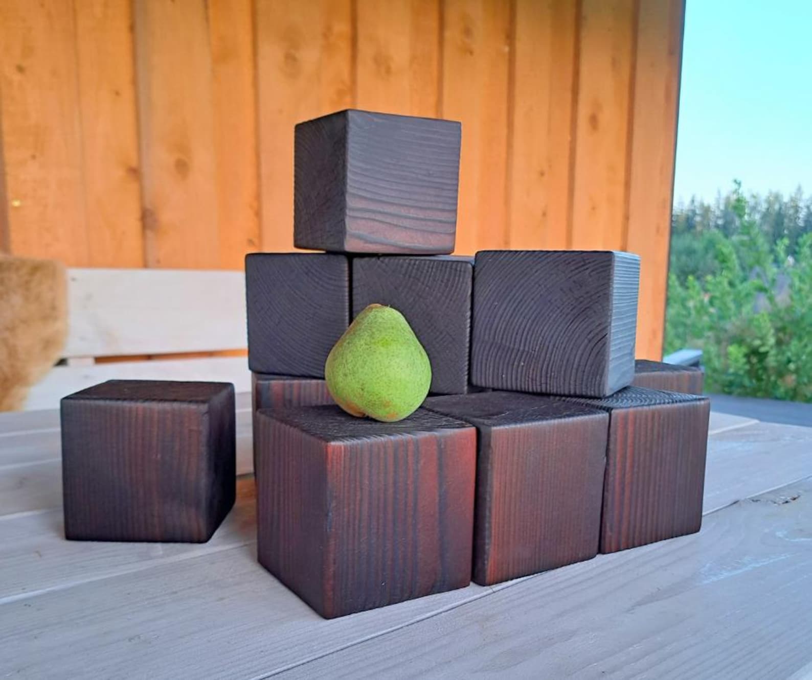 Cubes 3,5', Set of 4 Wooden Cubes - Pine, Solid Wood, Sanded ...