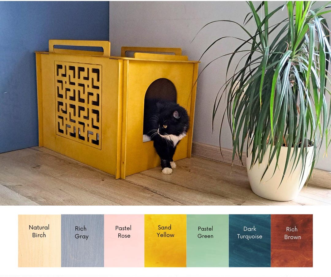 Cat Litter Box Cover, Wooden Pet Litter Cabinet, Stylish Animal ...