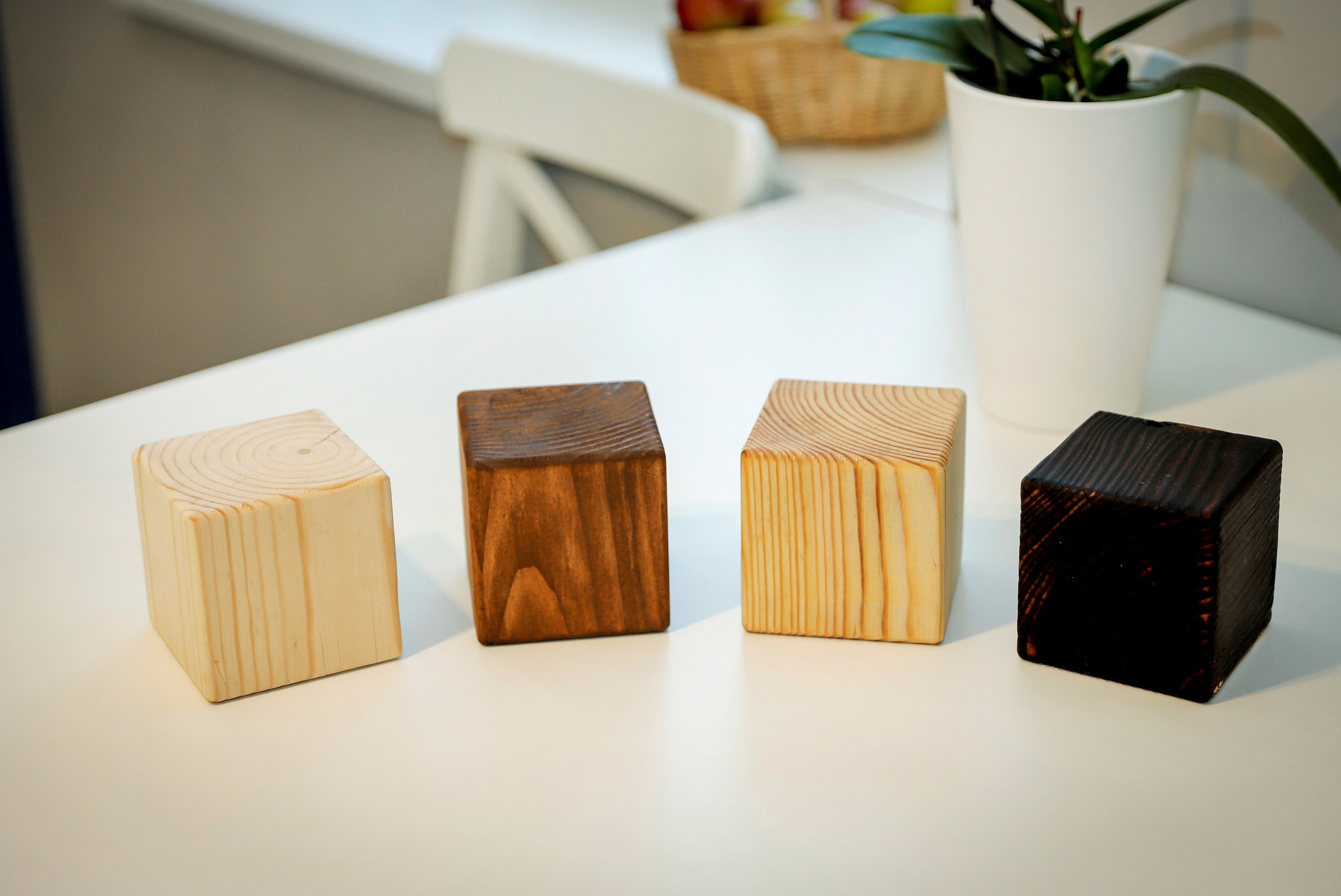 Set of Four 4 Wooden Blocks 3,5' 9x9x9 Cm Pine, Wooden, Unfinished ...