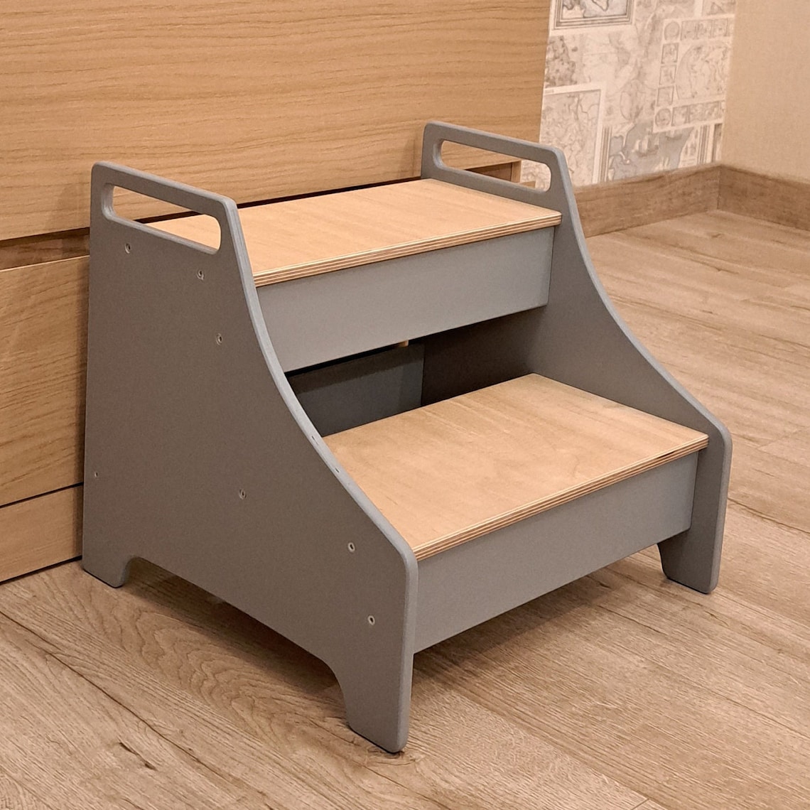 Wooden Step Stool for Adults, Two Steps, Use in Kitchen, Use in ...