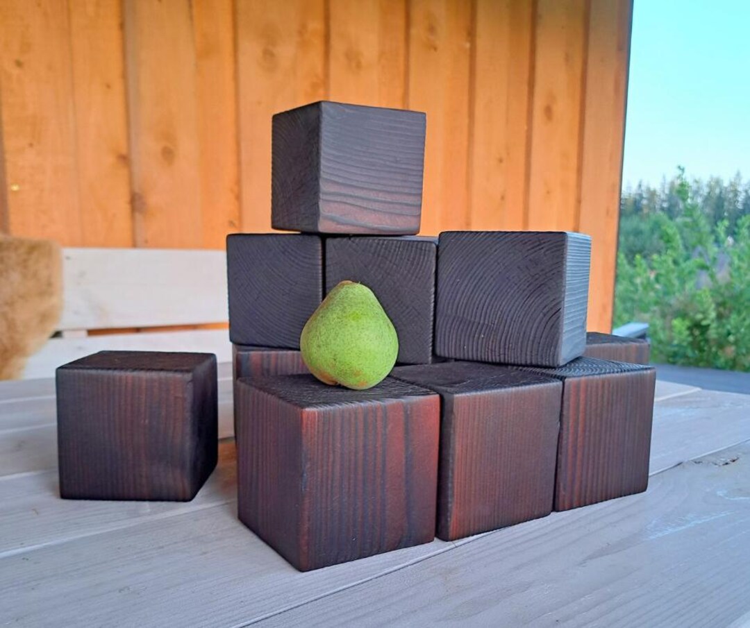 Wooden Craft Cubes, Set of Four (4) Wooden Blocks 3,5' (9x9x9 Cm ...