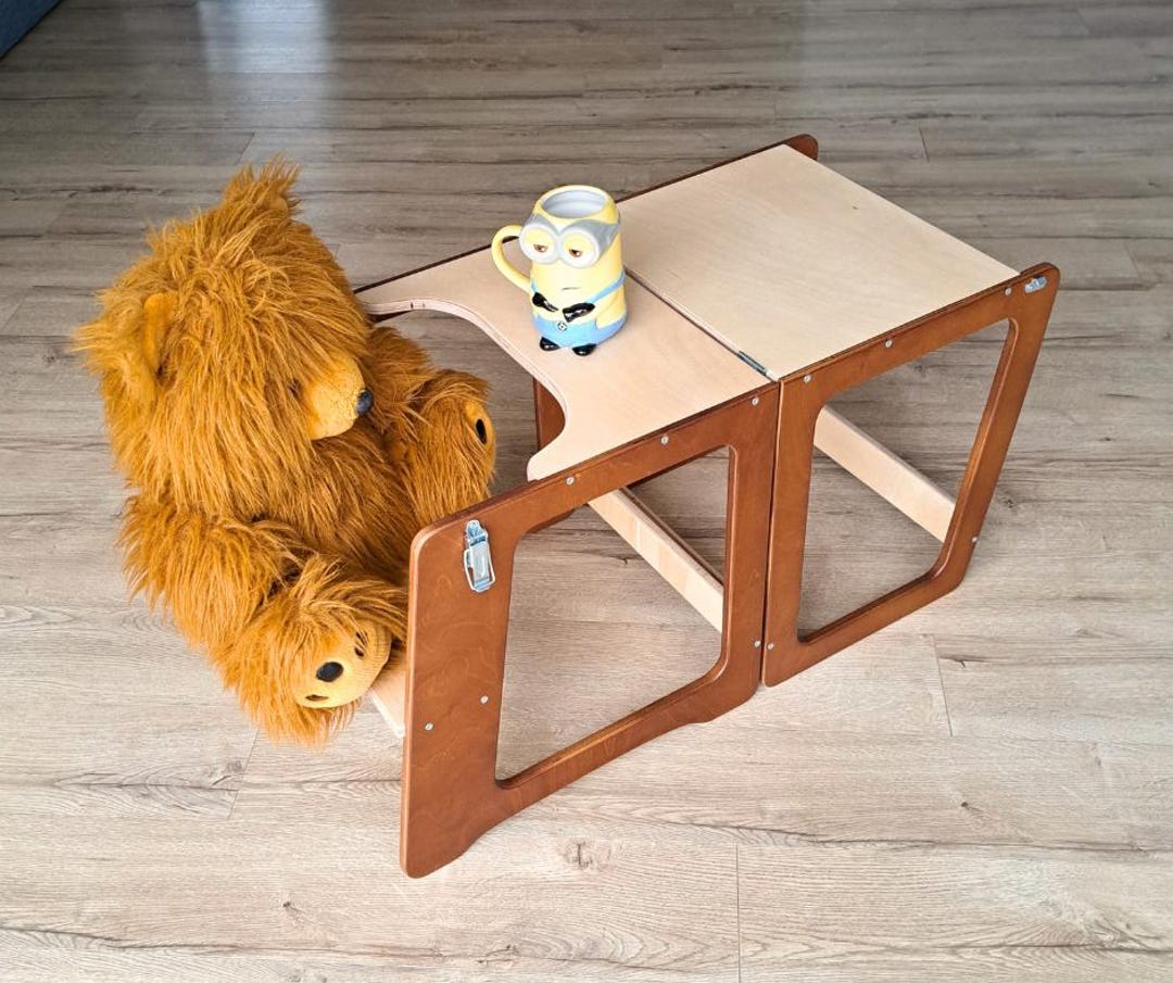 2 in 1 Foldable Step Stool, Learning Stool for Toddlers, Montessori ...