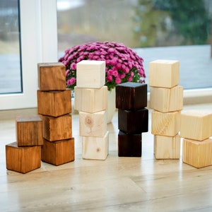 Set of Four 4 Wooden Blocks 3,5' 9x9x9 Cm Pine, Wooden, Unfinished ...