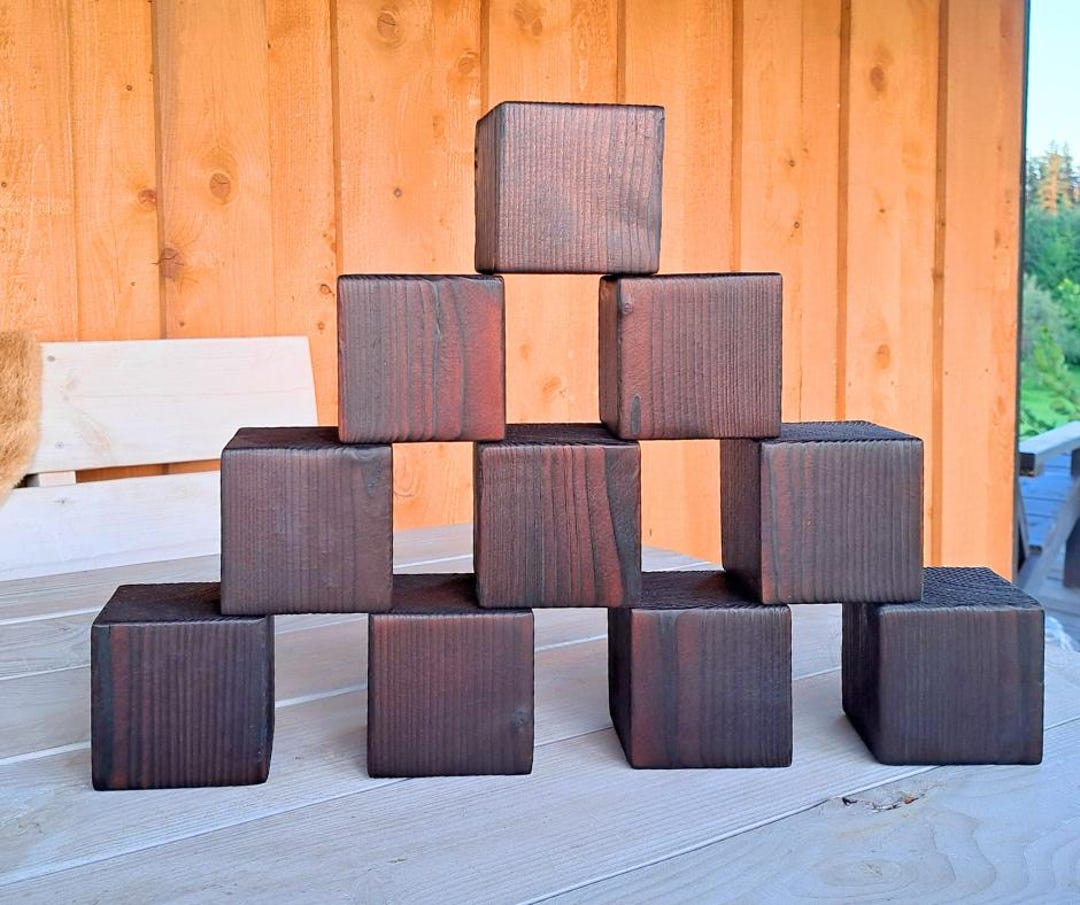 Burned Wood Blocks: 3.5" Pine Cubes, Unfinished Wood - Etsy
