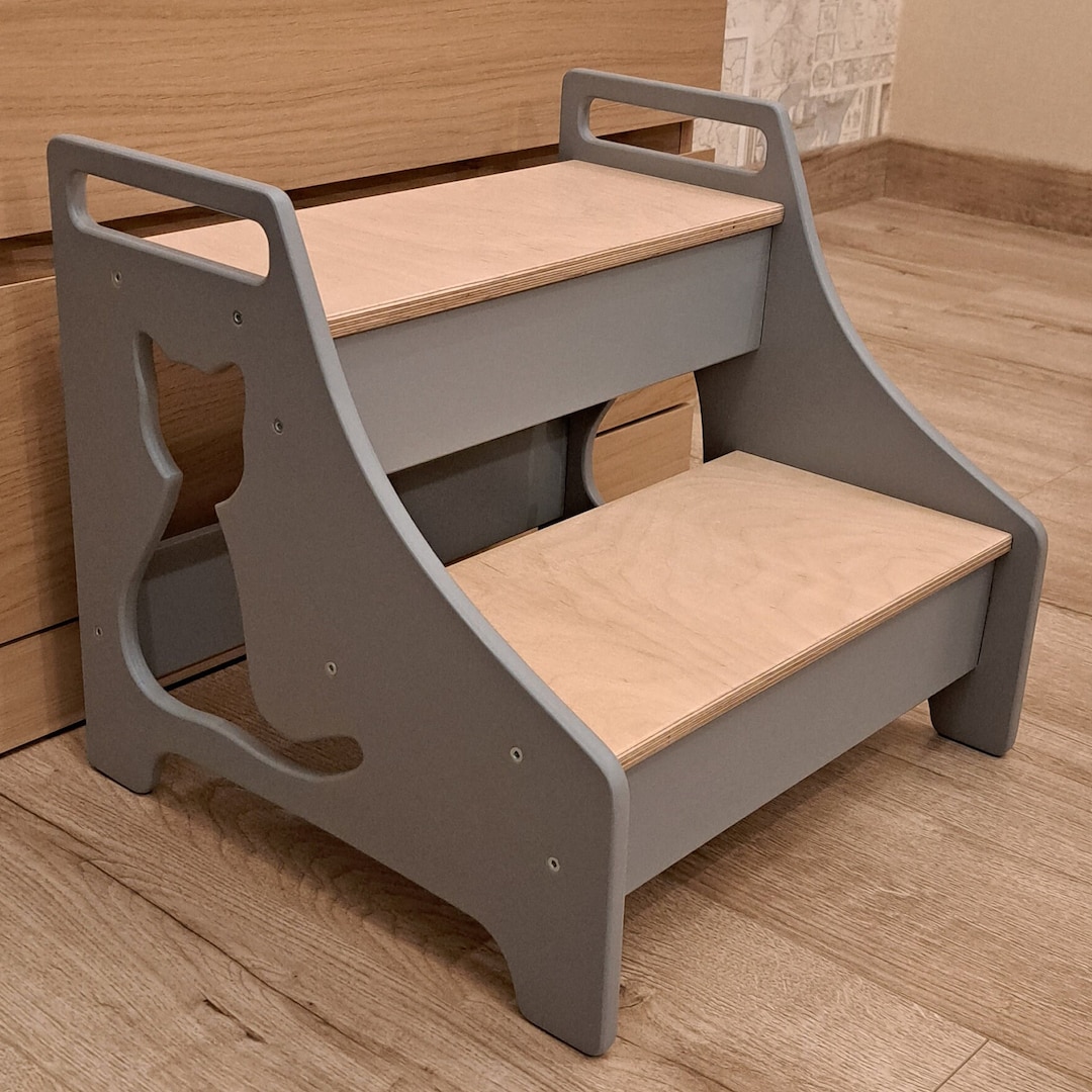 Step Stool Adult, Wood 2 Step Stool for Toddlers, Kids, Adults ...