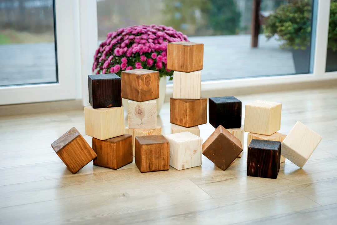 Pine Wood Craft Blocks: Unfinished, Sanded, Burned & Waxed (set of 4, 3 ...