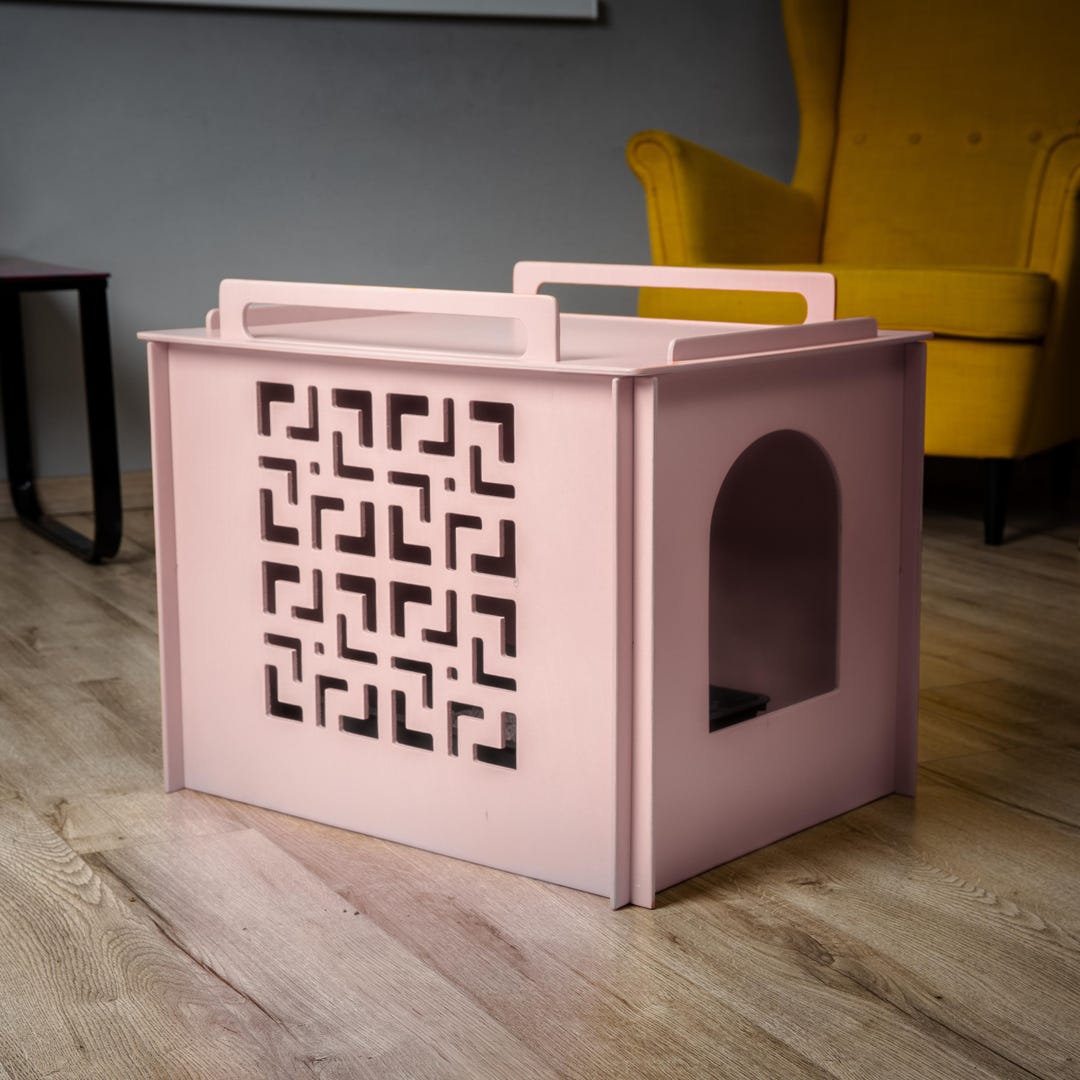 Modern Plywood Cat Litter Box Cover: Stylish Pet Furniture - Etsy