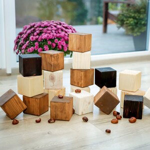 Set of Four 4 Wooden Blocks 3,5' 9x9x9 Cm Pine, Unfinished, Solid Wood ...