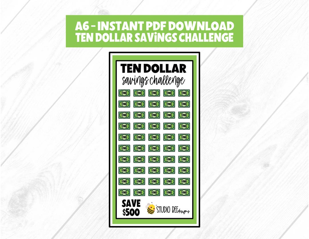 Ten Dollar Printable Savings Challenge - Etsy