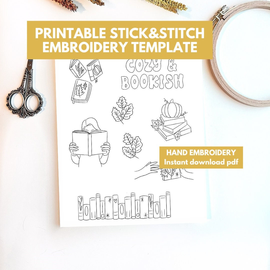 Printable Book Stick and Stitch Embroidery Designs Fall Sewing Pattern ...