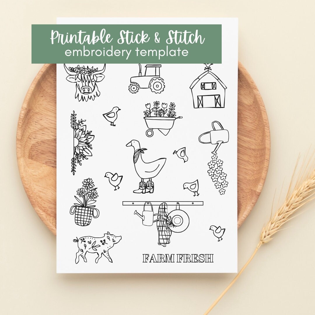 Farmhouse Printable Stick and Stitch Embroiderydesigns Western Stick ...