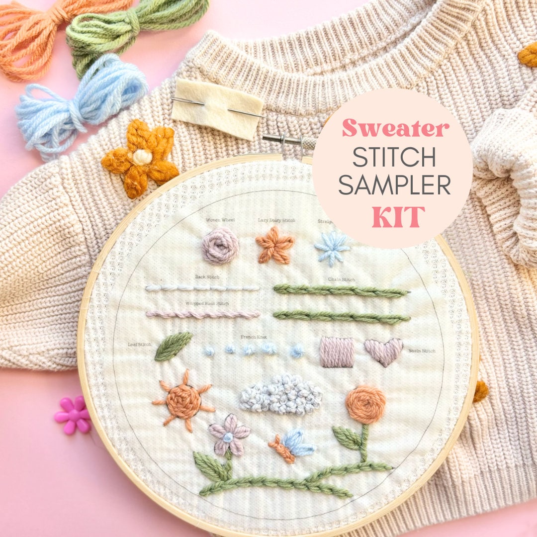 Beginner Embroidery Kit, Stitch Sampler-embroidery Kit for Beginners ...