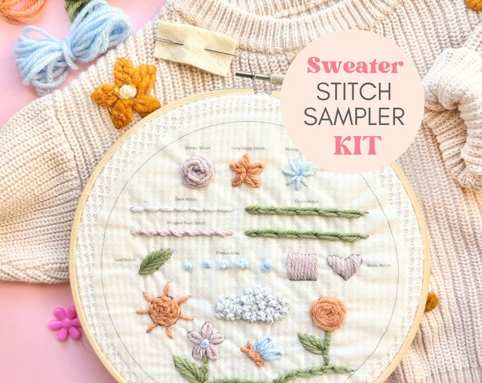 Beginner Embroidery Kit, Stitch Sampler-embroidery Kit for Beginners ...