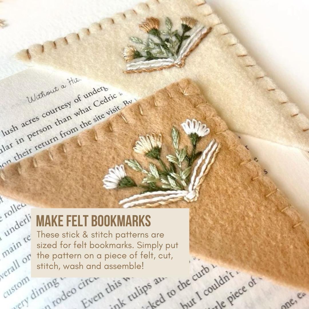 Embroidered Bookmark Stick and Stitch Designs Hand Embroidery Bookmarks ...