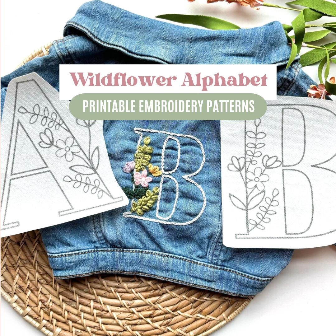 Wildflower Alphabet Handembroidery Bundle Downloadable Handembroidery ...