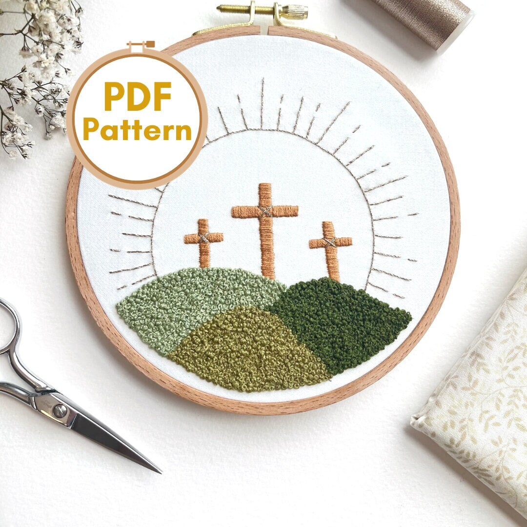 Christian Embroidery Easter Hoop Pattern Christian DIY Embroidery ...