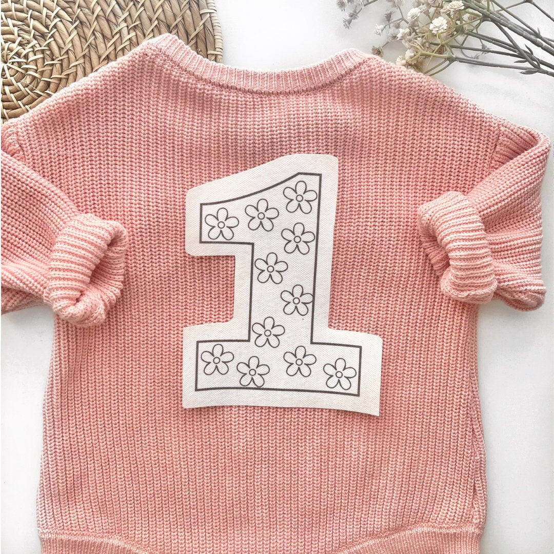 DIY Sweater Number Handembroidery Stick and Stitch Kids First Birthday ...