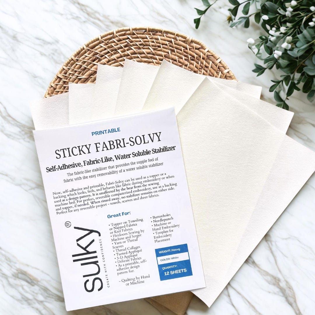 Sulky Fabri Solvy Printable Stabilizer, Stick and Stitch Paper ...