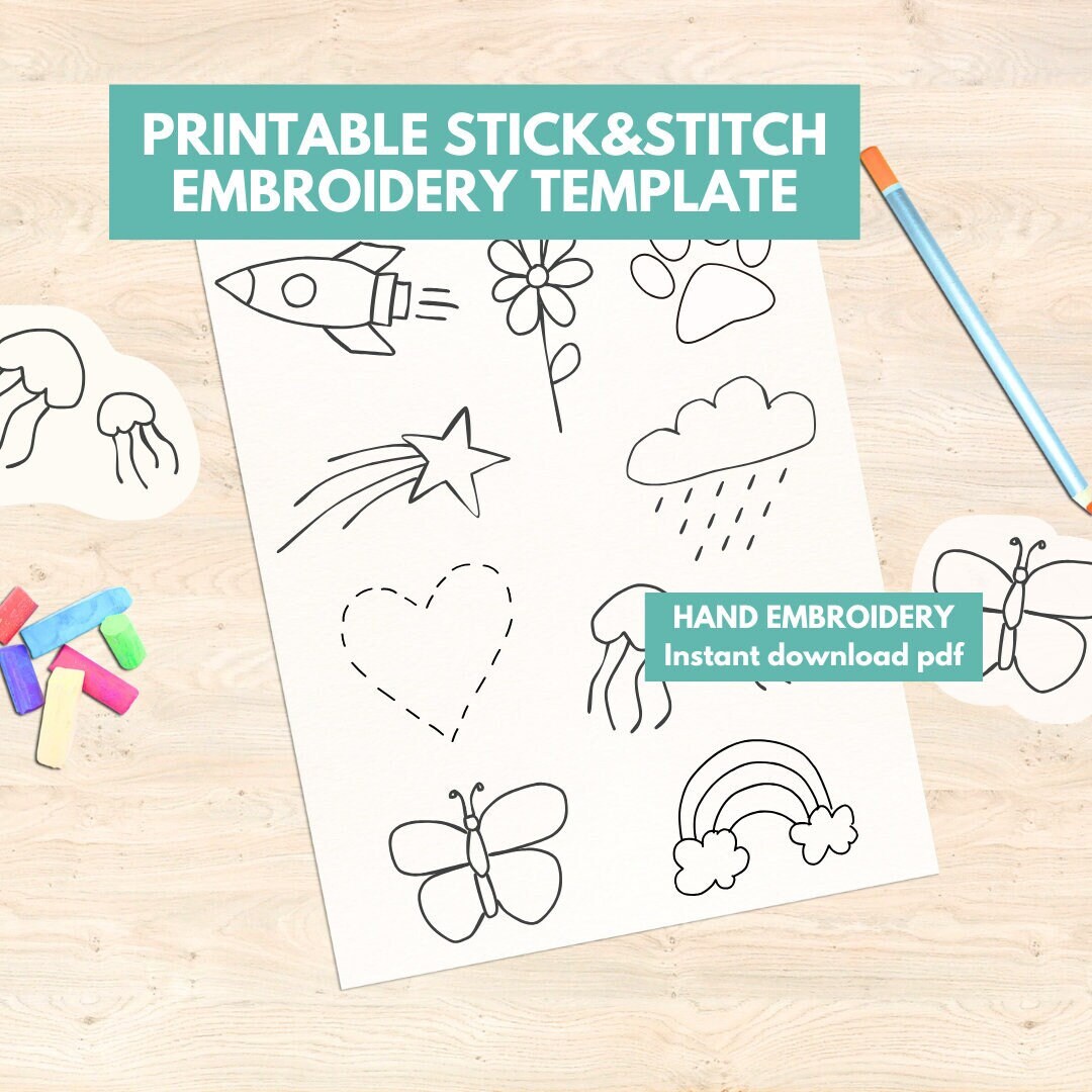 Kids Stick and Stitch Printable Embroidery Designs Kids Handembroidery ...
